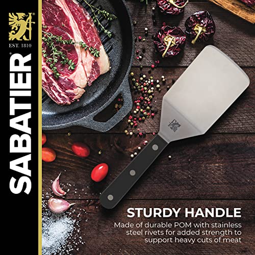 Sabatier Triple Rivet Stainless Steel Wide Turner, 9.65-Inch, Black