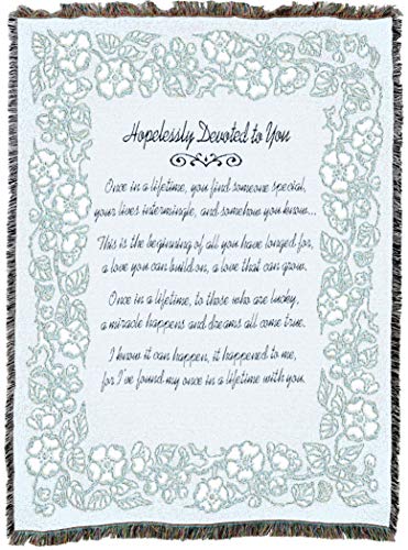 Pure Country Weavers Hopelessly Devoted Blanket - Wedding Gift Tapestry Throw Woven from Cotton - Made in The USA (72x54)