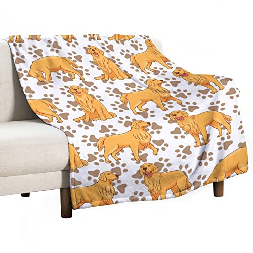 Golden Retriever Blanket Gifts, Dog Pattern Flannel Fleece Throw Blanket Soft, Lightweight, Comfortable, Warm Golden Retriever Themed Blanket for Humans Adults Kids