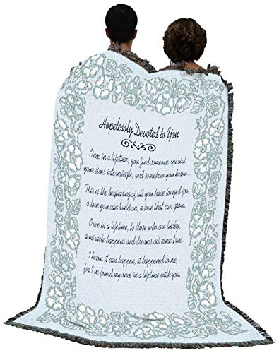 Pure Country Weavers Hopelessly Devoted Blanket - Wedding Gift Tapestry Throw Woven from Cotton - Made in The USA (72x54)