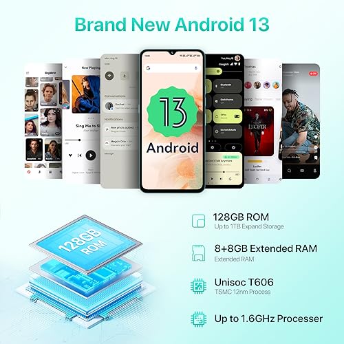 UMIDIGI A15C (8+8GB RAM+128GB ROM) Android 13 NFC Unlocked Cell Phone,48MP Ultra-Clear AI Camera Mobile Phone,5000mAh Battery Smartphone,6.7" HD Full View Display Dual Unlock Phone-Pearl White…