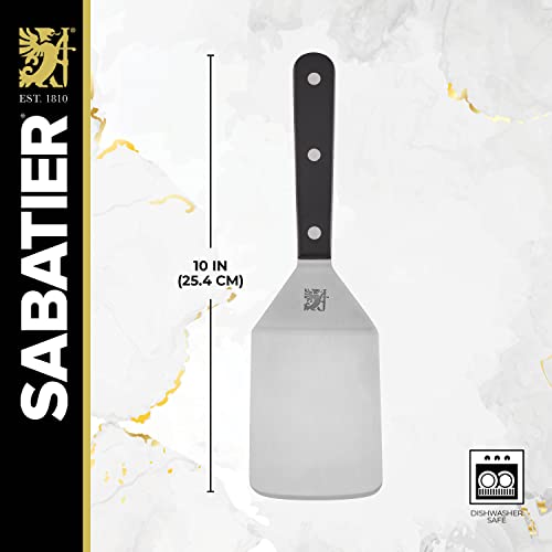 Sabatier Triple Rivet Stainless Steel Wide Turner, 9.65-Inch, Black