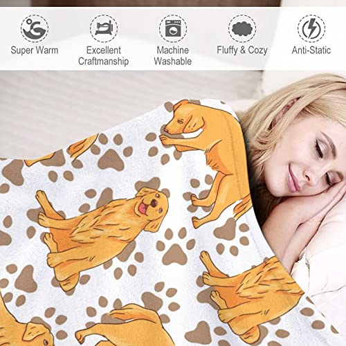 Golden Retriever Blanket Gifts, Dog Pattern Flannel Fleece Throw Blanket Soft, Lightweight, Comfortable, Warm Golden Retriever Themed Blanket for Humans Adults Kids