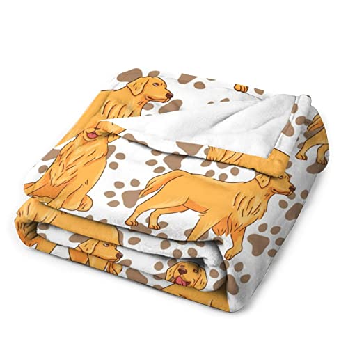 Golden Retriever Blanket Gifts, Dog Pattern Flannel Fleece Throw Blanket Soft, Lightweight, Comfortable, Warm Golden Retriever Themed Blanket for Humans Adults Kids