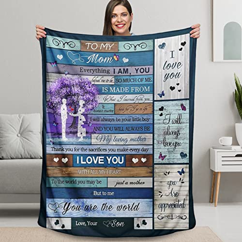 Gifts for Mom Throw Blanket, Birthday Mom Gifts for Mom from Daughter Son, to My Mon Gifts Love Mail Letter Blankets for Couch 50"X60" Pattern 26