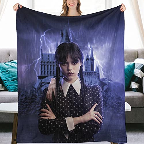 Jonshuas Travel American Supernatural Comedy Horror Wednesday Throw Blanket, Flannel Plush Halloween Blankets and Throws for Better Sleep, Swaddle Air Conditioning Blanket 50"*60"(130 * 150cm)