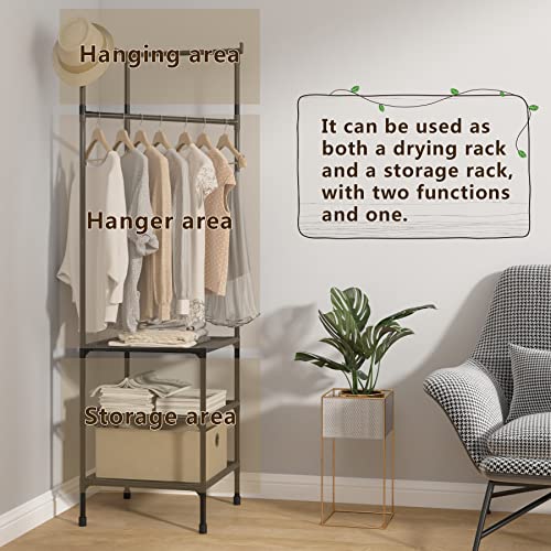 MOYIPIN Coat Rack Freestanding Closet Organizer,Simple Hall Tree with 3 Storage Shelves, Corner Storage Organizer, for Entryway, Bedroom, Black