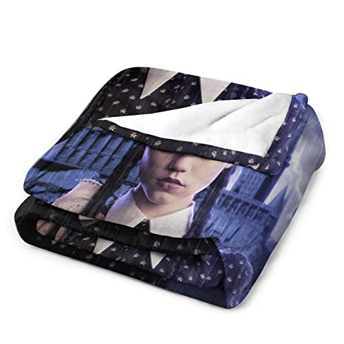 Jonshuas Travel American Supernatural Comedy Horror Wednesday Throw Blanket, Flannel Plush Halloween Blankets and Throws for Better Sleep, Swaddle Air Conditioning Blanket 50"*60"(130 * 150cm)