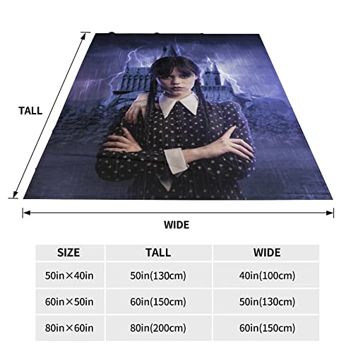 Jonshuas Travel American Supernatural Comedy Horror Wednesday Throw Blanket, Flannel Plush Halloween Blankets and Throws for Better Sleep, Swaddle Air Conditioning Blanket 50"*60"(130 * 150cm)
