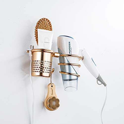 Gold Color Blow Dryer Holder Hair Tools Organizer Comb Storage Caddy,Adhesive or Drilling