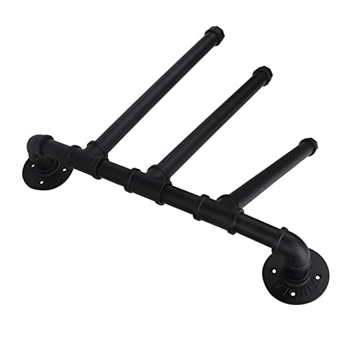 Camidy Industrial Style Iron Pipe Swing Out Towel Rack, Wall Mounted 3 Arm Rotation Towel Bar Rack Vintage Iron Pipe Towel Holder Storage Organizer