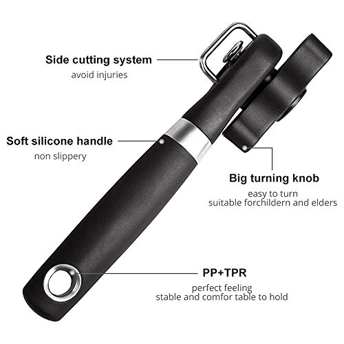 Can Opener Smooth Edge Manual, Can Opener Handheld, No Sharp Edges With Soft Grips, Food Grade Stainless Steel Cutting Can Opener, Professional Ergonomic Can Opener for Kitchen & Restaurant