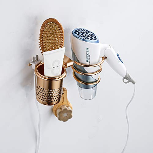 Gold Color Blow Dryer Holder Hair Tools Organizer Comb Storage Caddy,Adhesive or Drilling