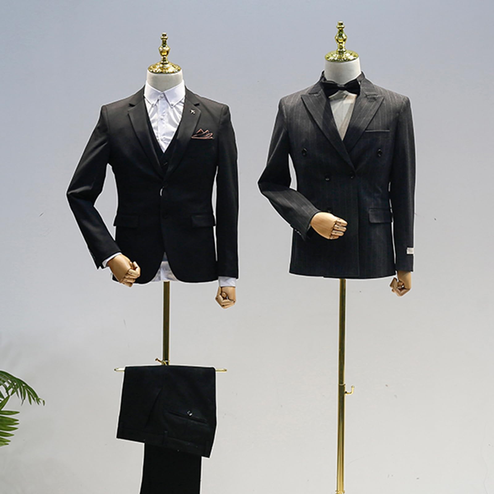 Male Mannequin Torso Body, Men Maniquine Dress Form with Flexible Solid Wood Arm, 47.24"-76.77" Height Adjustable Manikin with Detachable Shoe Holder Pants Rack for Clothing Suit Display