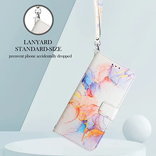 ONV Wallet Case Compatible with Sony Xperia 1 III - Premium Marble Painted Leather Flip Case Stand Card Slot Magnet with Silicone Shell Flip Cover for Sony Xperia 1 III [Marble] -White