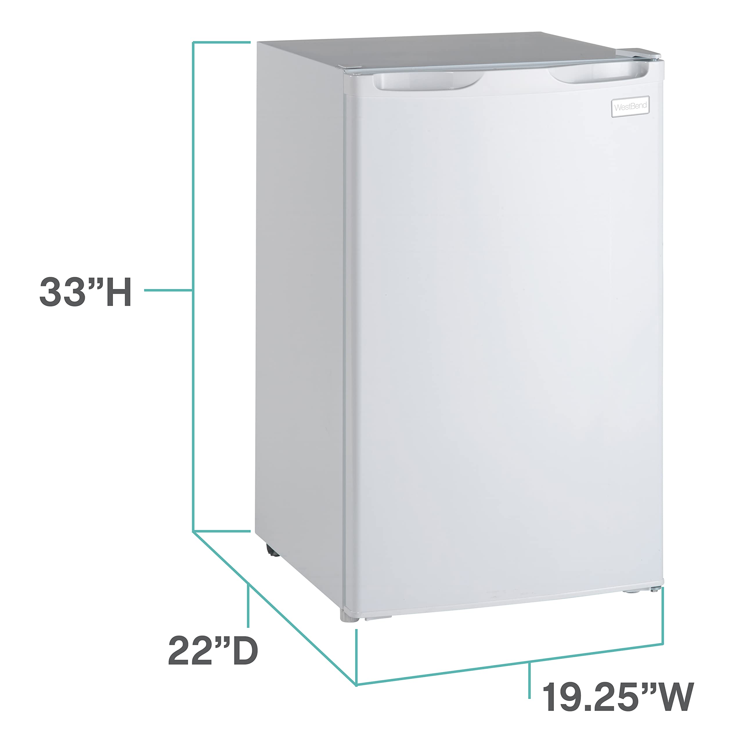 West Bend WBR44W Mini Fridge Compact Refrigerator for Home Office or Dorm, with Reversible Door, Energy Star Rated, 4.4 Cubic Feet, White