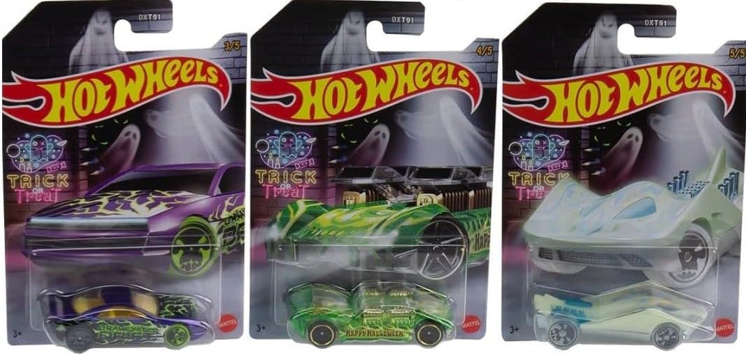 Hot Wheels 2022 Halloween Complete Set of 5 Diecast Vehicles from DXT91-956E Release Bundle