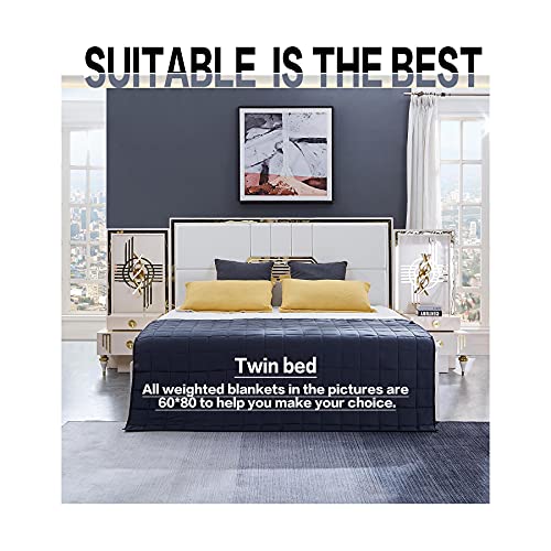 RJOP Cooling Weighted Blanket(60''x80'' 15lbs,Queen Size),Adults Heavy Blanket with Premium Cozy Cotton and Natural Glass Beads,Dark Grey