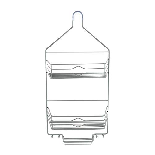 Bath Bliss Aztec Hanging Shower Caddy | Bathroom Storage & Organization | Shower Head Hang | Holds Large Bottles | Accessory Hooks | Suction Cup Backing | Grey