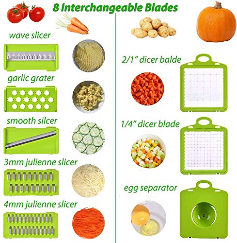 12 in 1 Vegetable Chopper, Heavy Duty Mandoline Slicer Potato Onion Chopper Food Chopper Veggie Chopper with Vegetable Peeler, Hand Guard and Container (Black)