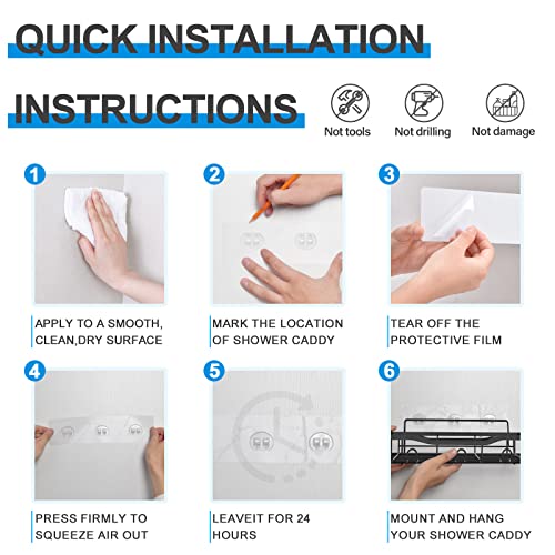 Woseito 3-Pack Shower Caddy, Adhesives Bathroom Organizers With Soap Dish Holder, No Drilling Shower Shelf, Stainless Steel Shower Rack With Hooks, Mounted for Bathroom & Toilet Table (Matte Black)