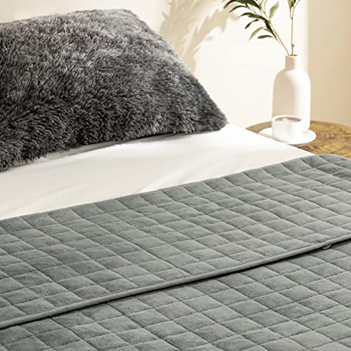 joybest Flannel Weighted Blanket, 2x2 Inch Compartments Oeko-Tex Certified Soft Fluffy Blanket with Premium Glass Beads, 15LBS 48x72Inches (Grey)…