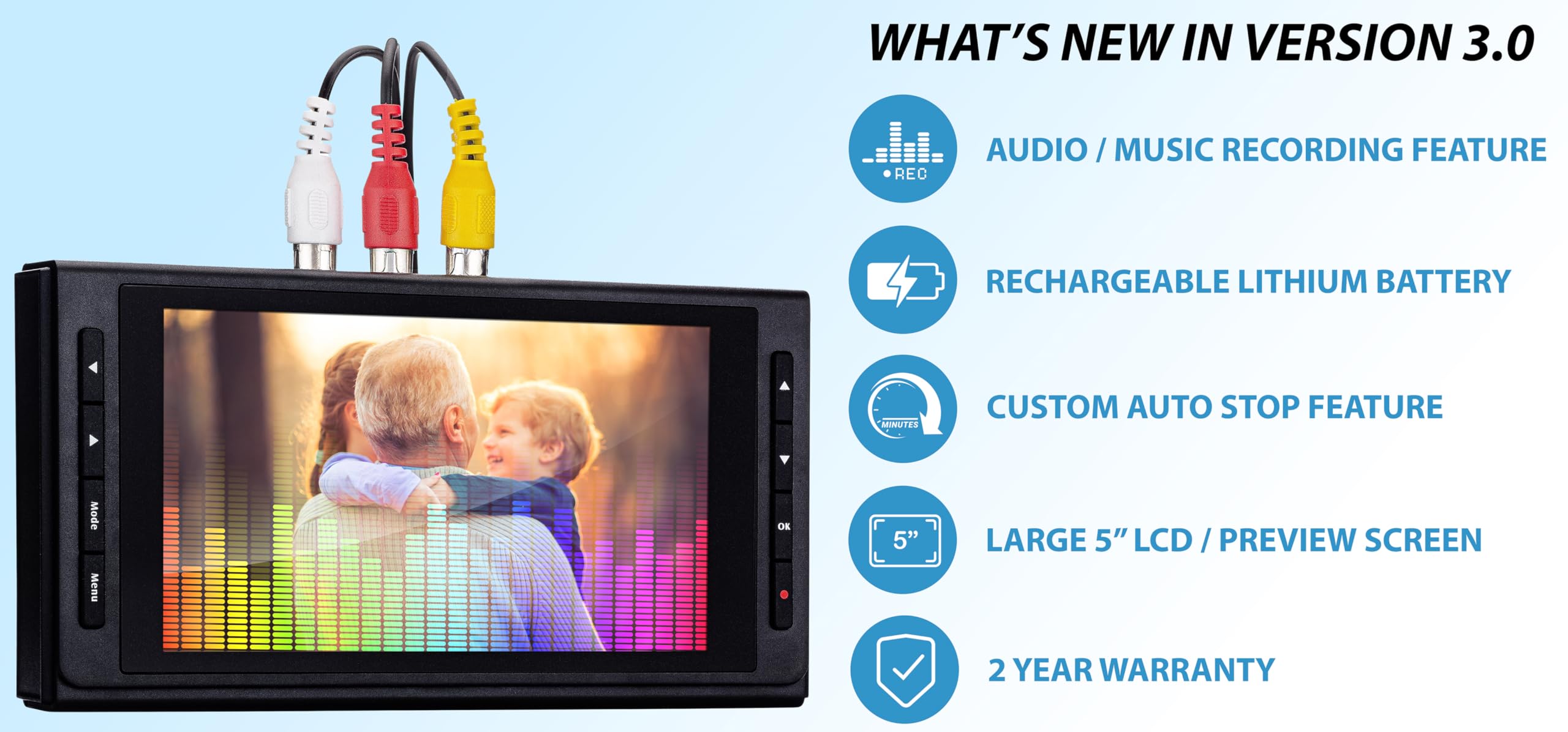 ClearClick Video to Digital Converter 3.0 (Third Generation) - Record Video & Audio from VCR's, VHS, AV, RCA, Hi8, Camcorder, DVD, Turntables, Cassette Tapes