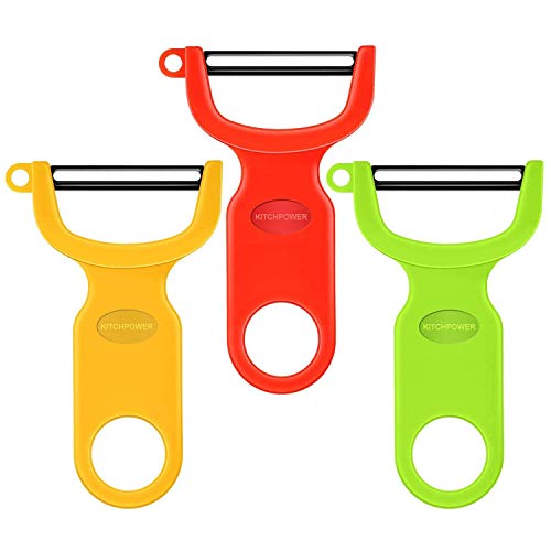 Original Vegetable Fruit Peeler Carbon Steel Blade 3 Pack Red/Green/Yellowā¦