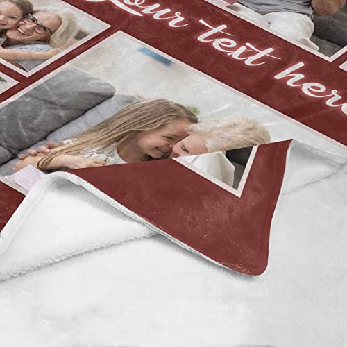 InterestPrint Custom Blanket with Photo Text, Customized Picture Collage Personalized Throw Blankets for Adult Kid Family Birthday Christmas Halloween Father Mother Valentines Day