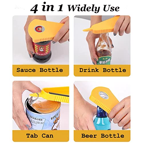 Jar Opener, 4 in 1 Multi Function Can Opener for Beer, Can, Soda Water, Jam Jar Lips Cap, Bottle Opener Kit Easy to Use for Weak Hands,Children, Elderly, Kitchen Gadgets for Home Assistance, 2 Packs