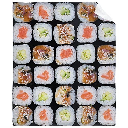 Food Sushi Blanket Cozy Soft Lightweight Flannel Throw Blanket for Bed Sofa Travel All Season Large 80"x60" Adults