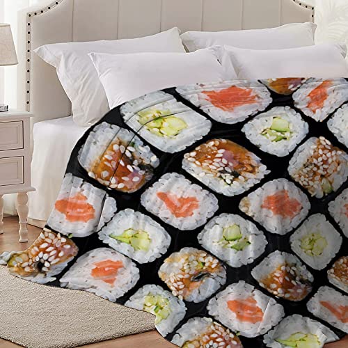 Food Sushi Blanket Cozy Soft Lightweight Flannel Throw Blanket for Bed Sofa Travel All Season Large 80"x60" Adults