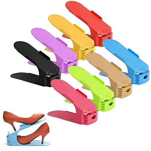 ENDAN Shoe Shelf Shoe Bracket Dust Storage Rack Home Shoe Organizer Stand Shoe Hanger Space Saver Adjustable Durable Shoes Organizers Stand Shelf (Color : Rojo)