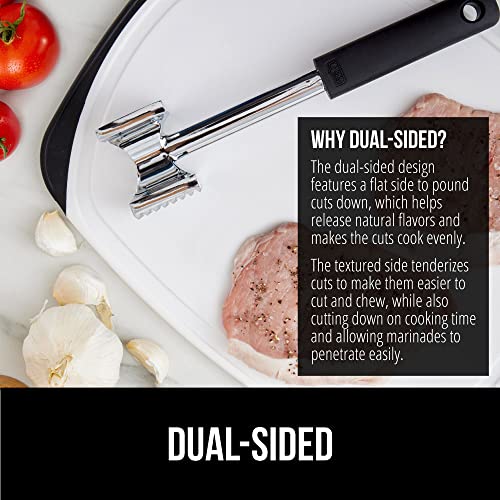 Gorilla Grip Heavy Duty Meat Tenderizer, Oversized Kitchen Mallet, Soft Grip Handle, Tool Maximizes Food Flavor, Spiked Side Tenderizes, Flat Smooth Flattens Steak, Pound Beef, Commercial Grade, Black