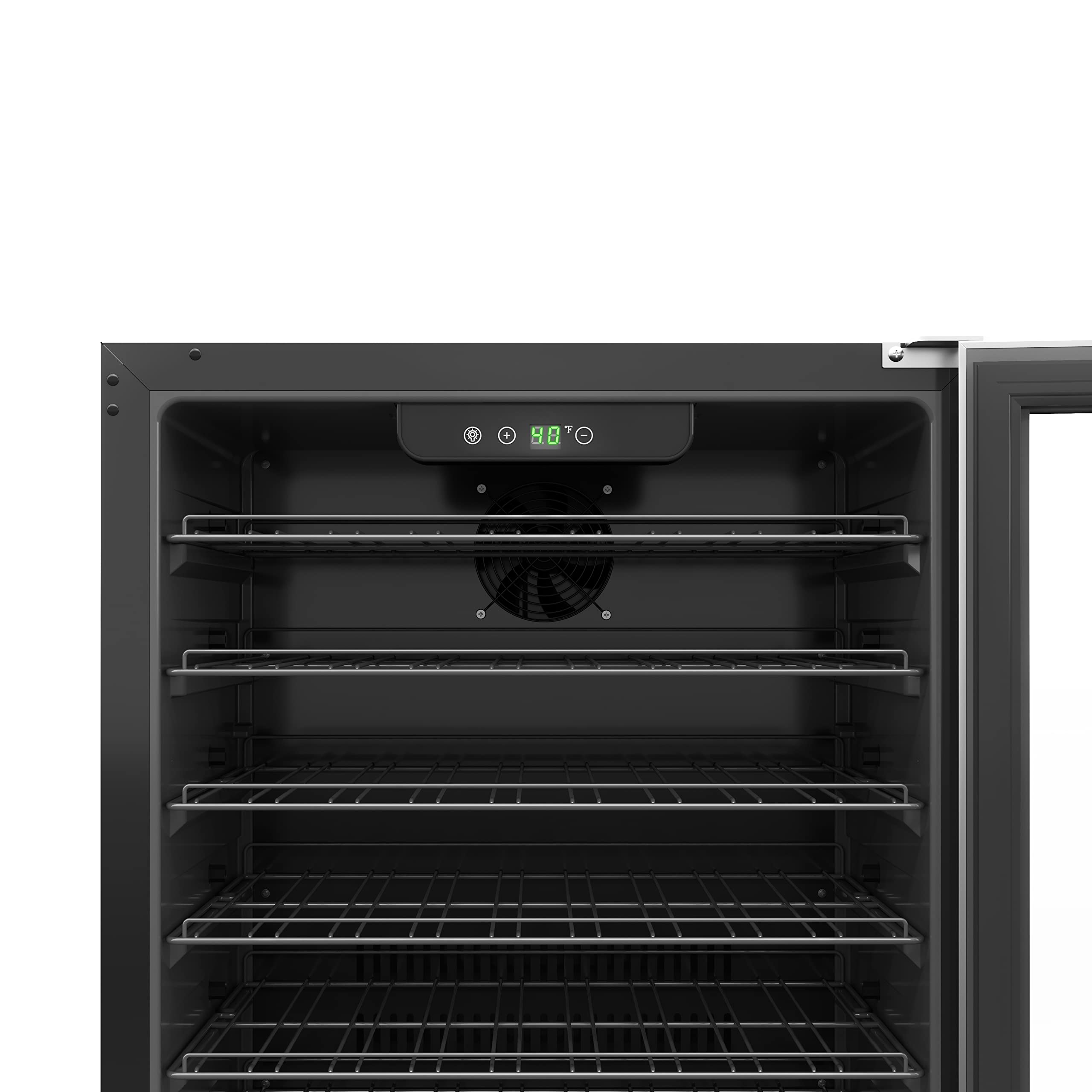 KoolMore 23.4” Inches Small Built-In Glass Door Refrigerator and Beverage Cooler for Soda Cans, 6 Wire Shelves, Adjustable Temperature Range [5.1 Cu. Ft.], 24" Inch (KM-BIR5C-GD)