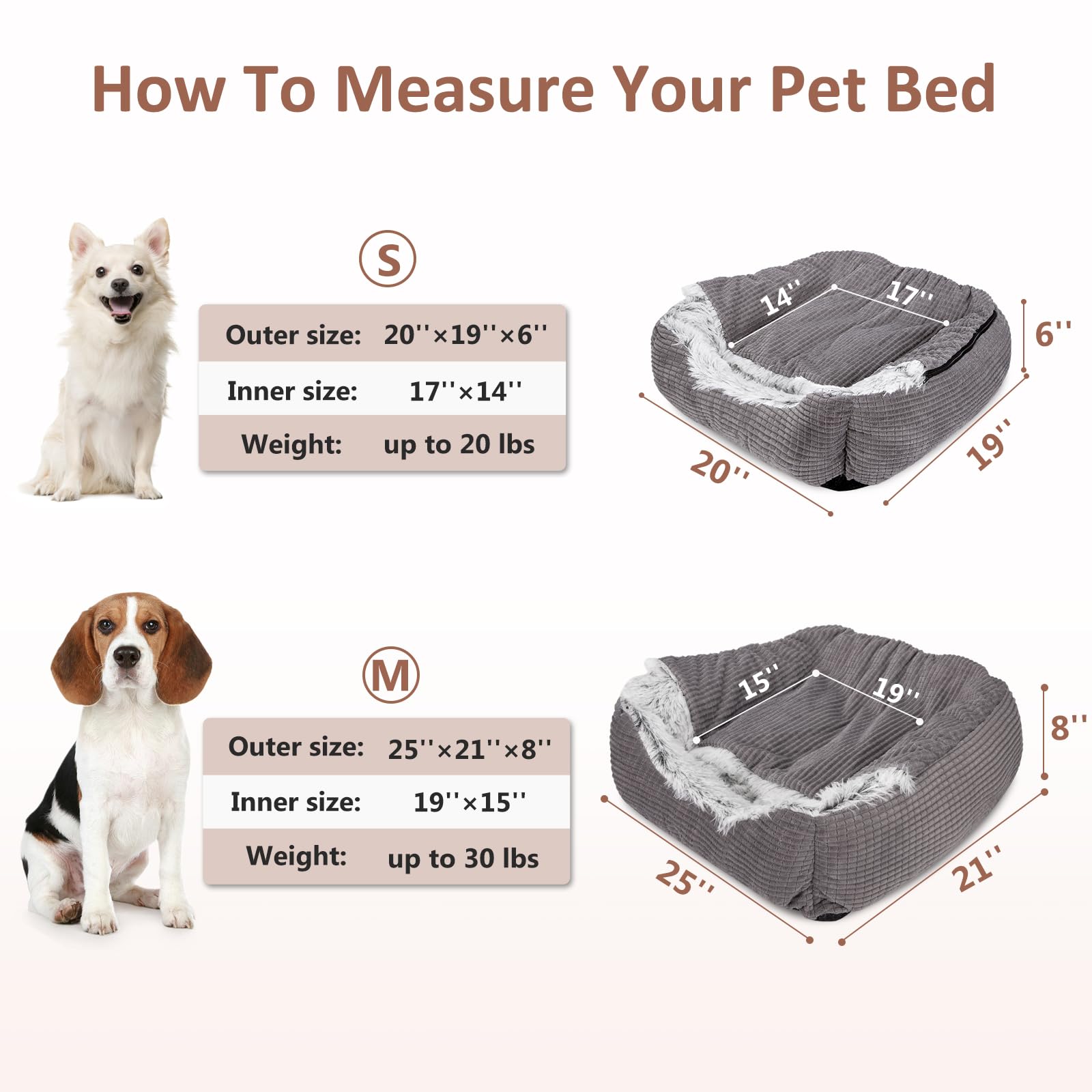 MIXJOY Dog Beds for Medium Large Small Dogs, Rectangle Cave Hooded Blanket Puppy Bed, Luxury Orthopedic Cat Beds for Indoor Cats, Warmth and Machine Washable (25 inches, Grey)