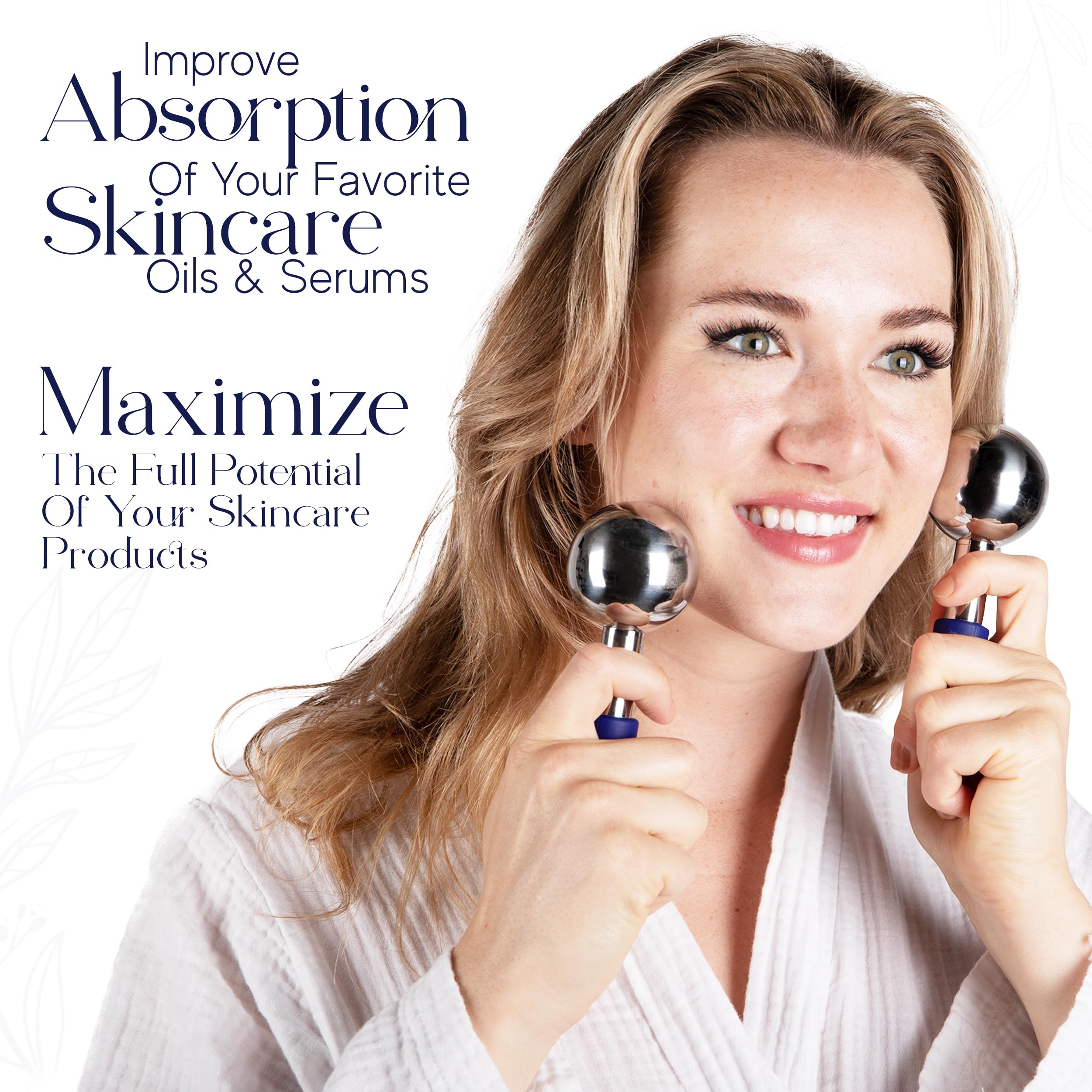 Belle Parie Ice Globes for Facials - 360° Rotating Ice Globes for Face to Reduce Puffy Eyes & Dark Circles - Stainless Steel Face Globes & Ice Balls for Face Roller to Tighten Skin & Diminish Wrinkles