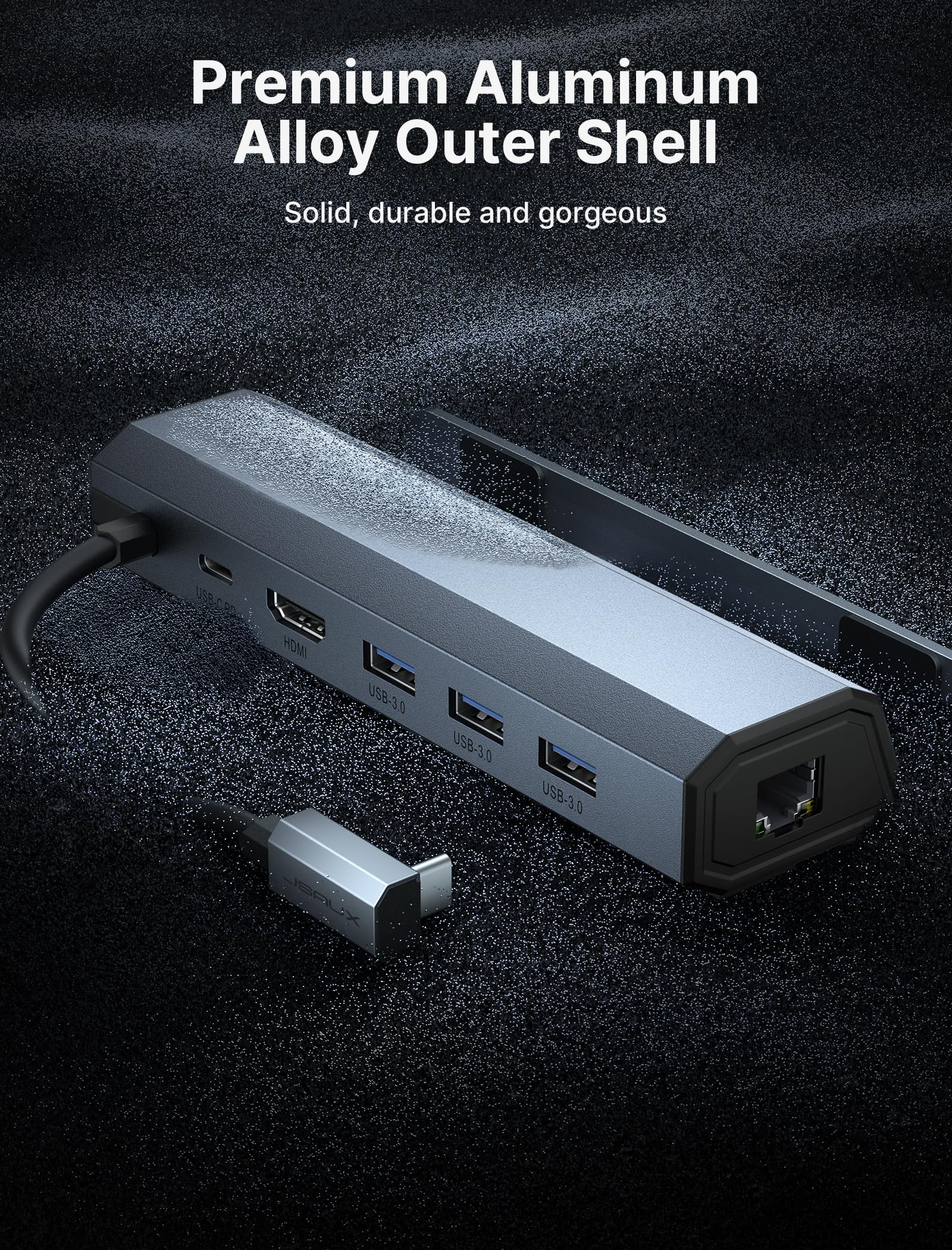 JSAUX Docking Station for Steam Deck/ROG Ally/Legion Go/MSI Claw, 6-in-1 Steam Deck Dock with HDMI 4K@60Hz, Gigabit Ethernet, 3 USB-A 3.0 and 100W Charge, Compatible with Steam Deck OLED-HB0603