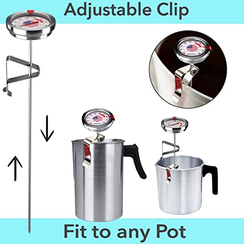 Candy Deep Fry Thermometer with Pot Clip - Candy Thermometer Very Accurate & Fast Read Food Thermometer | Mechanical Meat Thermometer for Grilling | Candle Making Thermometer | Baking Thermometer