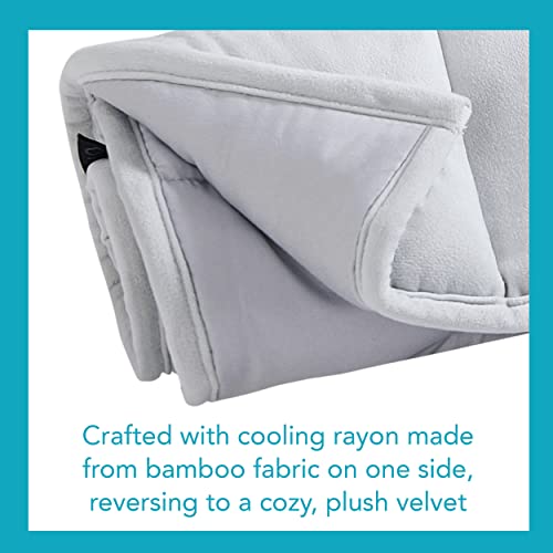 Dream Lab Calming Acupressure Cooling Reversible Weighted Lap Blanket with Glass Beads, 5 Pounds, Grey