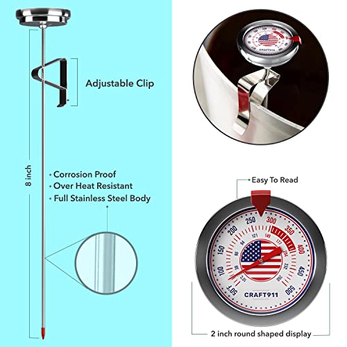 Candy Deep Fry Thermometer with Pot Clip - Candy Thermometer Very Accurate & Fast Read Food Thermometer | Mechanical Meat Thermometer for Grilling | Candle Making Thermometer | Baking Thermometer