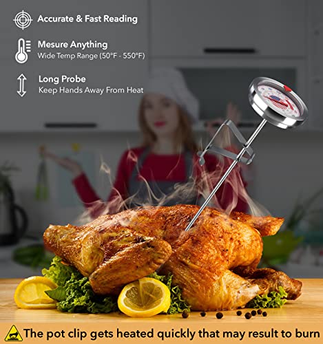 Candy Deep Fry Thermometer with Pot Clip - Candy Thermometer Very Accurate & Fast Read Food Thermometer | Mechanical Meat Thermometer for Grilling | Candle Making Thermometer | Baking Thermometer