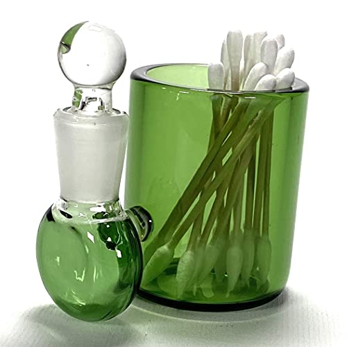 PAYKOC IMPORTS Fresh Green Large 3" Heady Hand Blown Glass Cotton Swab Q-Tip Holder/Alcohol ISO Station
