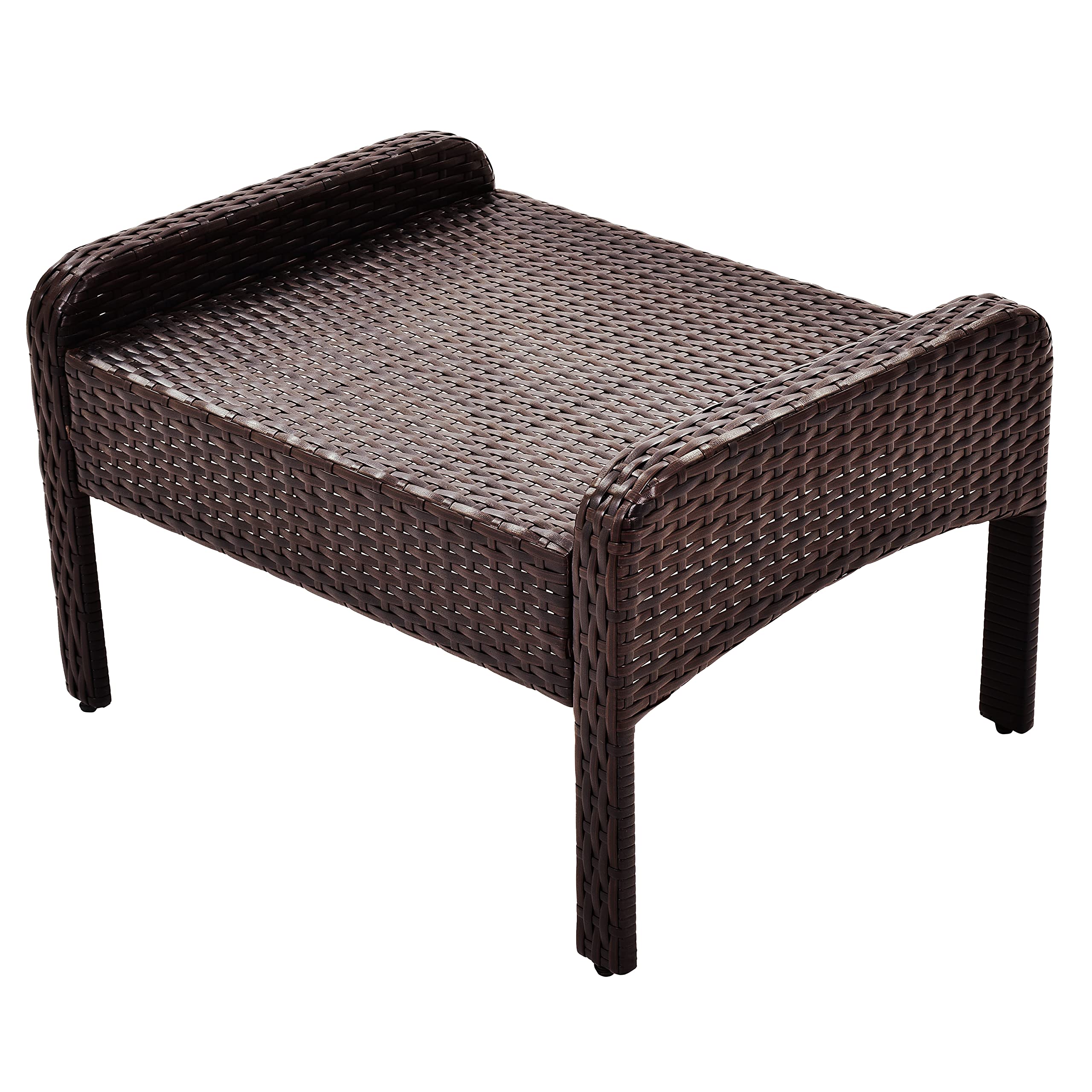 EMKK Furniture 6 pcs Outdoor Patio Sectional Couch PE Wicker Rattan Sofas Set Dining Table with Removable Cushions and Tempered Glass Tea for Backyard, Poolside, Deck, Brown, E-Blue