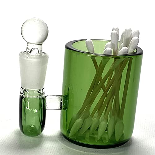 PAYKOC IMPORTS Fresh Green Large 3" Heady Hand Blown Glass Cotton Swab Q-Tip Holder/Alcohol ISO Station