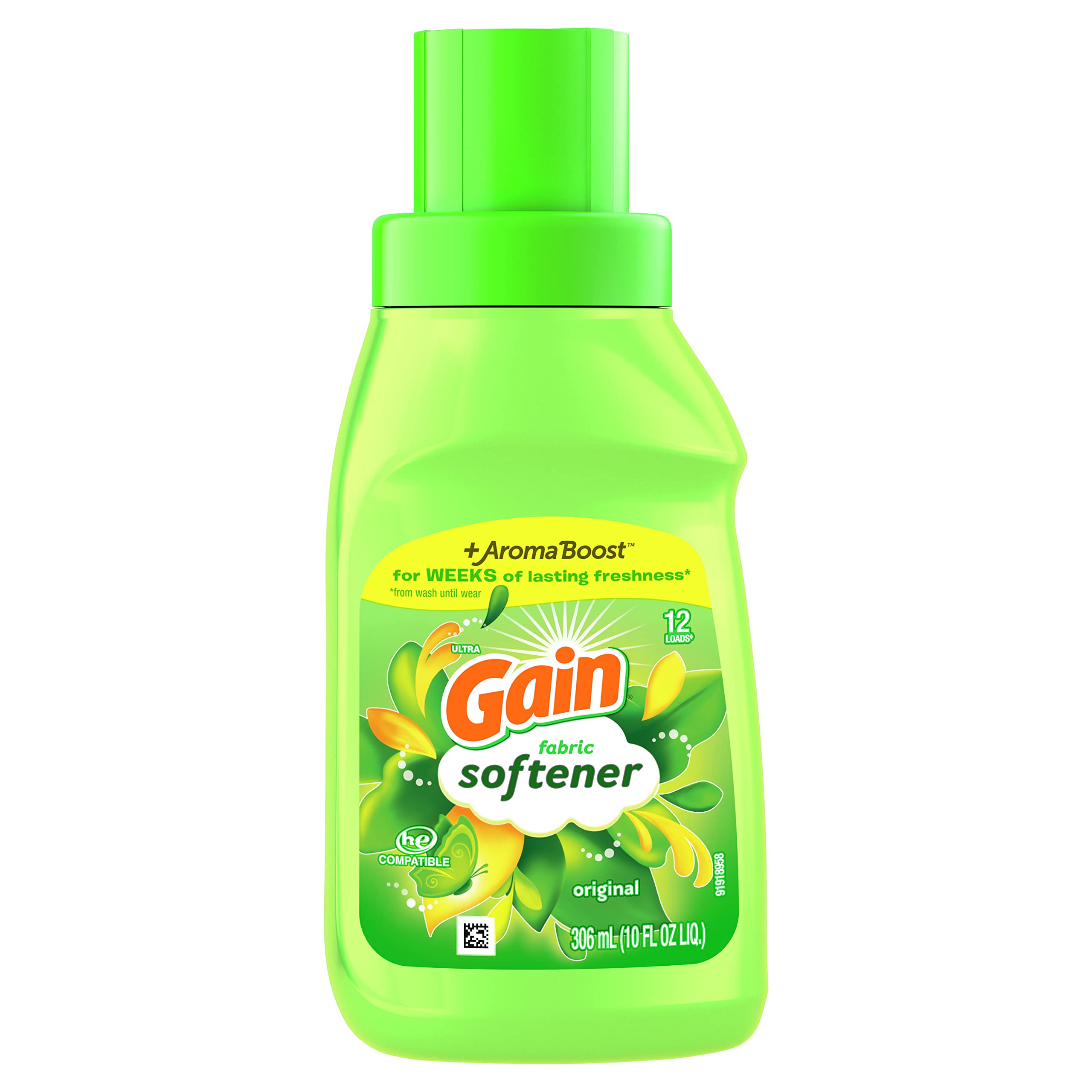 Gain Liquid Fabric Conditioner, Original Fabric Softener, 12 loads, 10 fl oz (Pack of 12)