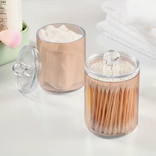 xigua Peach 2 Pack Qtip Holder Dispenser with Lid,Apothecary Jars Plastic Cotton Swabs Cans Clear Bathroom Storage Canister for Cotton Ball, Cotton Swab, Cotton Round Pads, Floss227
