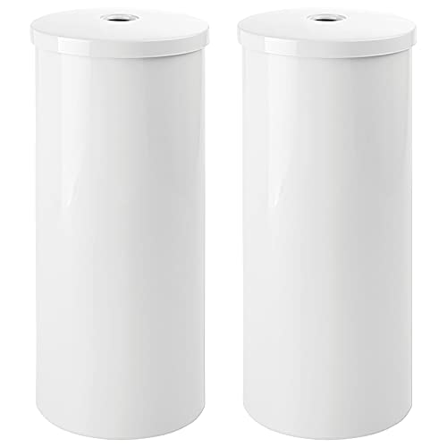 mDesign Plastic Floor Stand Toilet Paper Organizer with Cover, 3-Roll Space-Saving Tissue Storage for Bathroom - Fits Under Sink, Vanity, Shelf, in Cabinet, Corner - Aura Collection - 2 Pack - White