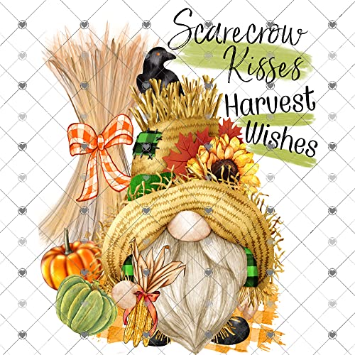 Fall Scarecrow Gnome Sublimation Transfer, Ready to Press, Autumn, Sunflowers, Pumpkins, Gnome Sublimation Transfer, Harvest, Ready to Use (Child x1-6")
