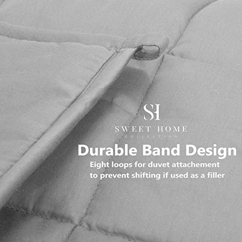 Sweet Home Collection Weighted Blanket Quality Heavyweight Cozy Soft Breathable and Comfortable Bedding with Premium Grade Glass Beads, 60" x 80" - 15 Pounds, Light Gray